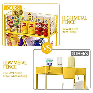 KINGRACK Slim Storage Cart,3-Tier Metal Utility Rolling Cart with Lockable Wheels, Storage Craft Art Cart Trolley Organizer Serving Cart for Bathroom, Living Room, Kids' Room, Classroom,Yellow