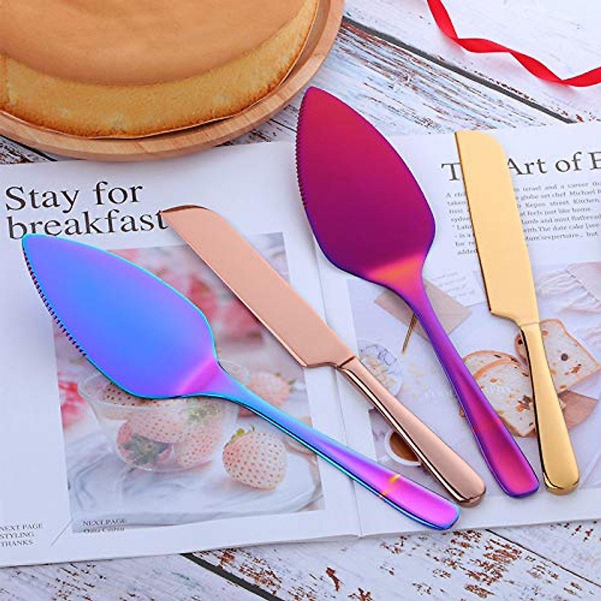 Wedding Cake Server Set, 304 Stainless Steel Spatula Baking Tool Cake Shovel Butter Knives For Pie/Pizza/Cheese
