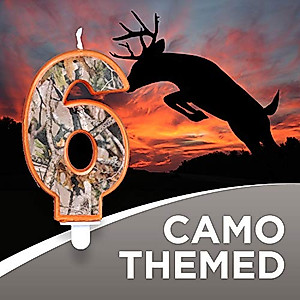 Havercamp Next Camo Party Birthday Number 6" Candle | 1 Count | Great for Hunter Themed Party, Camouflage Motif, Birthday Event, Graduation Party, Father's Day Celebration, Wedding Anniversary