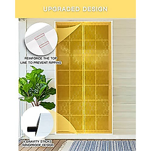 ZOE GARDEN Geometry Magnetic Screen Door for Sliding/Single/French Doors, Self Sealing Magnets Patio Door Screen Heavy Duty Mesh Curtain, Modern Minimalist Abstract Lattice