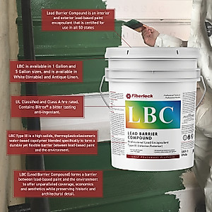Fiberlock Lead Barrier Compound III, 1 Gallon, White, Industrial Lead Encapsulant, Forms a Barrier Between Lead Based Paint and the Environment, Ideal for Both Indoors & Outdoors