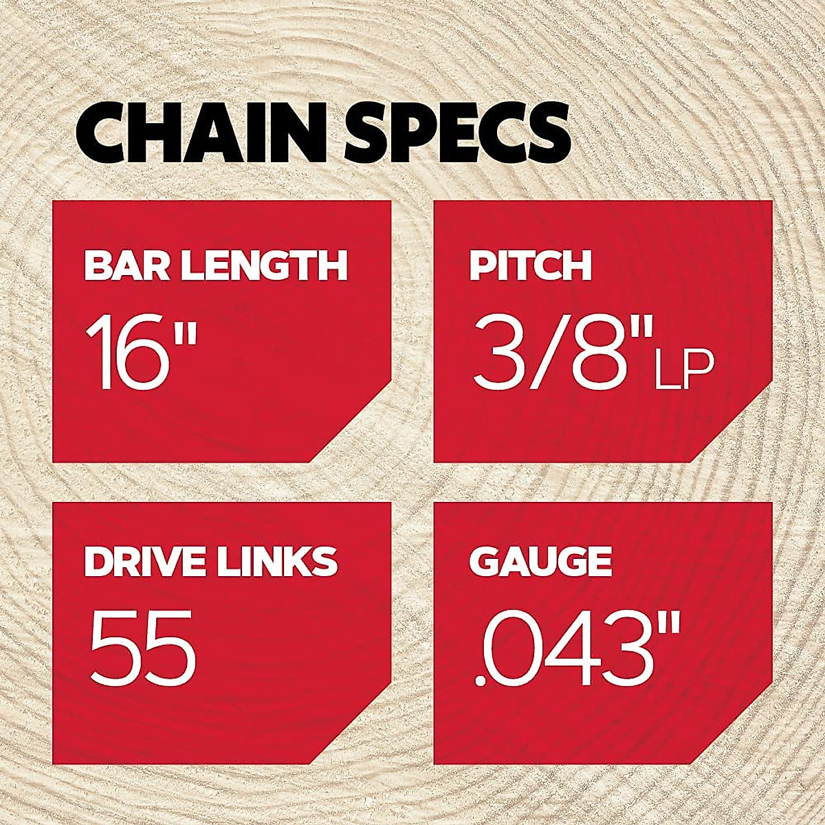 R55 AdvanceCut Saw Chain for 16-Inch Bar; Fits Stihl MS 017, MS 170, MS 171, MS 180 C, more; 3/8-in Low Profile pitch, .043-in gauge, 55 drive links