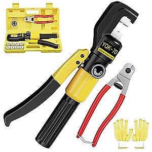 CKE Custom Hydraulic Hand Crimper Tool for Stainless Steel Cable Railing Fittings for 1/8" to 3/16" Cable –Wire Swaging Tool-10 Ton and Stainless Steel Cable Cutter