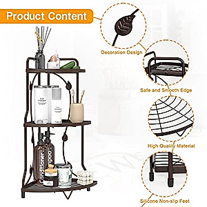 Msoesticc.dl 3 Tier Bathroom Organizer Countertop with Cabinet Liner, Bathroom Counter Organizer Corner Shelf Stand for Kitchen Pantry Living Room - Non-Slip & Free-Standing