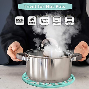 Trivets for Hot Dishes, Silicone Trivet, Trivets for Hot Pots and Pans, Heat Resistant Non Slip Hot Pad for Kitchen, Pot Holders, Teapot Coaster (Turquoise)