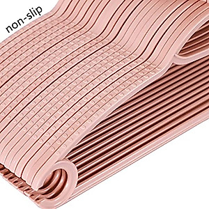 Plastic Clothes Hangers,60 Pack No Shoulder Bumps Suit Hangers Ultra Slim Space Saving Sturdy Durable Non-Slip Hangers for Sweaters,Coat,Jackets,Pants,Shirts,Dresses,Pink