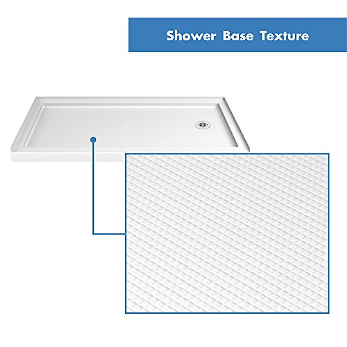 DreamLine SlimLine 30 in. D x 60 in. W x 2 3/4 in. H Right Drain Single Threshold Shower Base in White, DLT-1130602