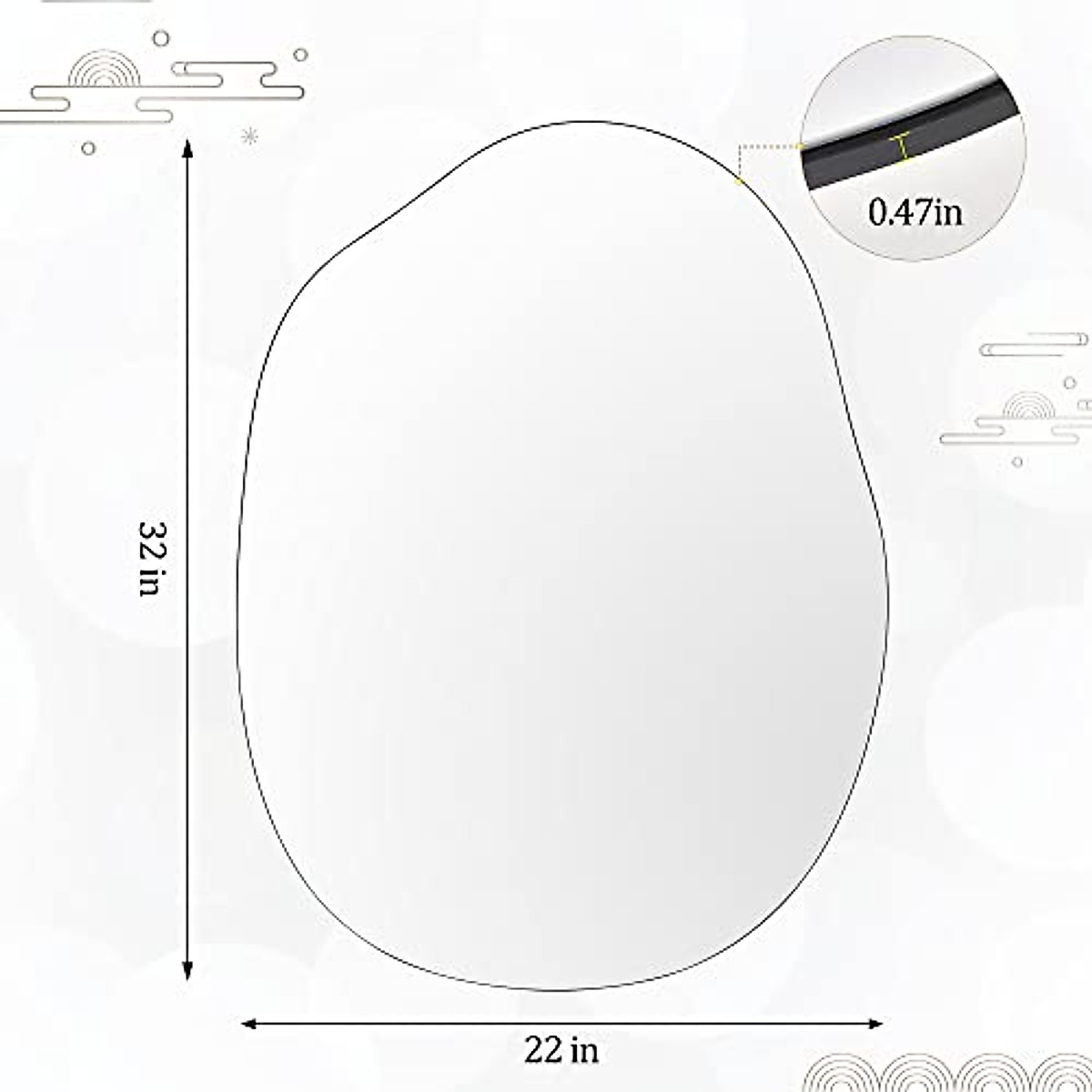 HARRITPURE Irregular Wall Mirror 22"x32" Black Asymmetrical Bathroom Mirror Wood Framed Modern Decorative Vanity Mirrors for Bedroom Living Room Entryway