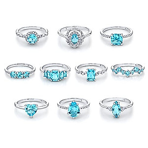 Fragrant Jewels Birthstone Candle with Ring Inside - Aquamarine March, Size 5 | Rhodium Plated Ring with 11oz Prize Candle | Surprise Candles with Jewelry | Vegan Candle Ring Present/Birthday Gift