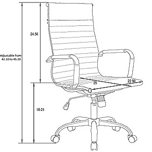LeisureMod Harris Modern Adjustable Office Executive Swivel Chair Leatherette High-Back Task Office Chair (Tan)