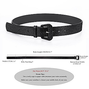 Yalice Shiny Sequins Belt Rhinestone Leather Sash Belt Women Bling Skinny Belts for Dress Studded Waist Belt for Jeans Pant (Black)