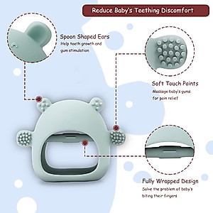 Farowu Silicone Teething Toys for Babies 3-12 Months BPA-Free Baby Chew Toys Anti-Drop Baby Mitten Teether for Soothing Adorable Cute Silicone Baby Teether Toy