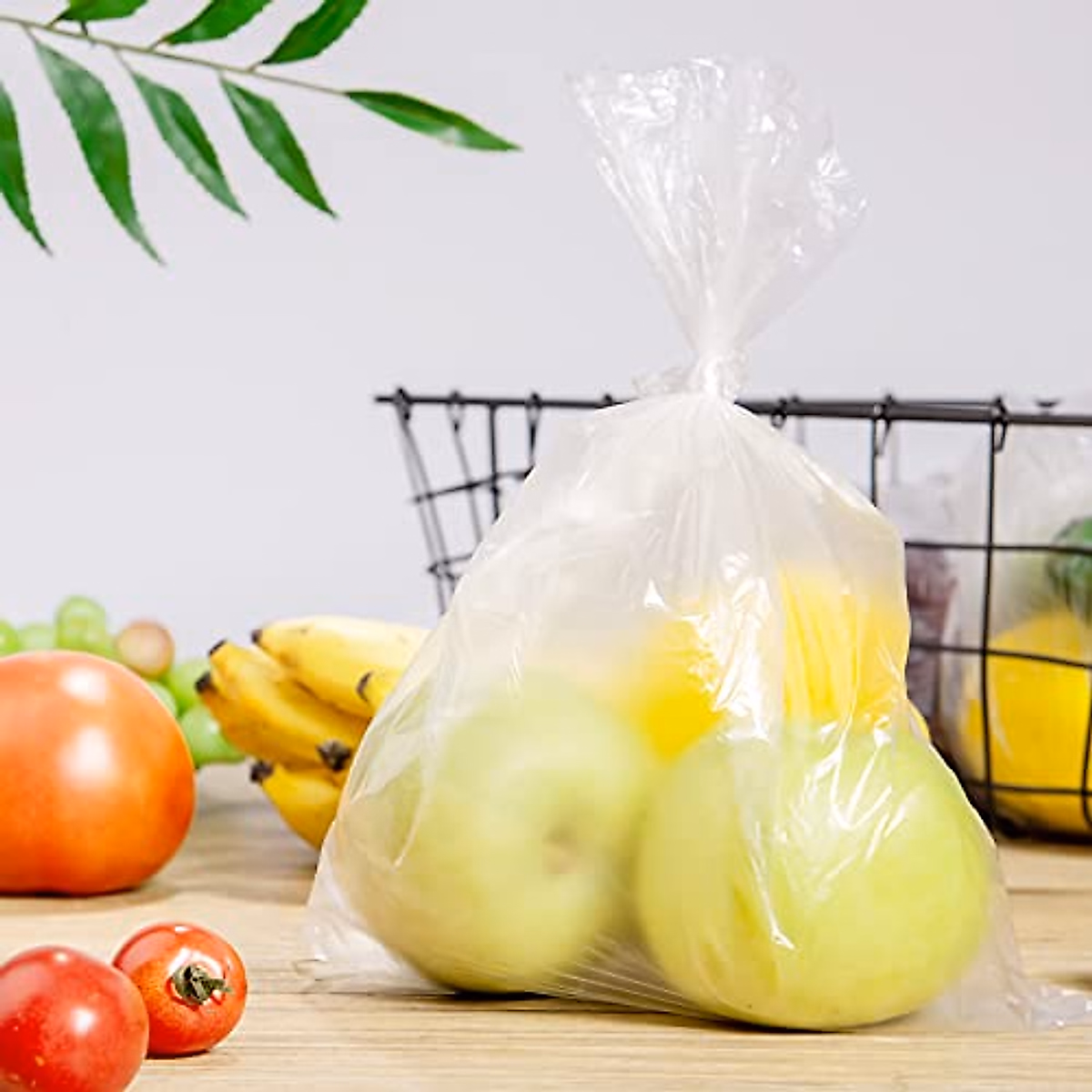 OausTect 12" X 16" Plastic Produce Bag 1 Roll, Clear Food Storage Bags for Fruits Vegetable, 350 Bags/Roll