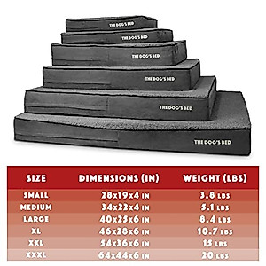 The Dog’s Bed Orthopedic Memory Foam Dog Bed, Large Grey Plush 40x25, Pain Relief for Arthritis, Hip & Elbow Dysplasia, Post Surgery, Lameness, Supportive, Calming, Waterproof Washable Cover