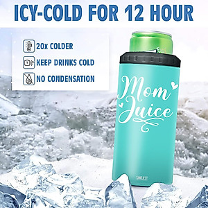 SANDJEST Mom Tumbler and Can Cooler - 4 in 1 Design Mom Juice Travel Mug Fits for Most 12oz Skinny Can Beer Bottles - Gifts for Mothers from Daughter, Son on Birthday, Mothers Day, Christmas