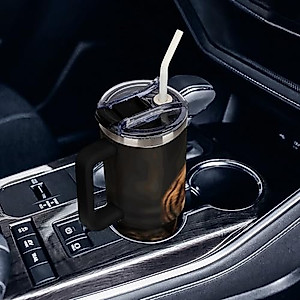 LLUTSNTH 40 Oz Vacuum Tumbler with Black Handle Leakproof Insulated Tumbler Wild Animals Tiger Stainless Steel Travel Mug with Lid And Straw Coffee Cup Cute Water Bottles Cup Holder Friendly