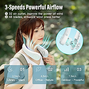 Dytecue Neck Fan Portable, Wearable Neck AC Air Conditioner Fan Built-in Refrigerating Chip, Personal Cooling Device Neck Cooler with 4000 Mah Rechargeable Hands Free 3-Speeds Fan for Outdoor Travel