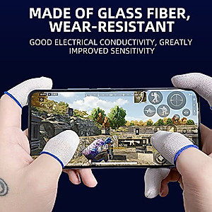 10 Piece Mobile Phone Gaming Finger Sleeves Finger Gloves Thumb Anti-Sweat Breathable Cool Finger Covers Glass Fiber for Mobile Game Touchscreen Finger for Phone Game PUBG