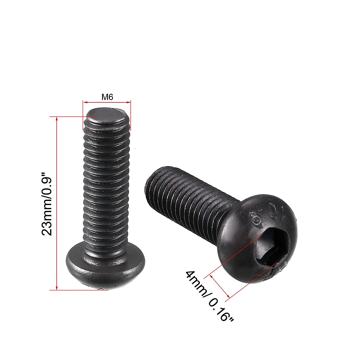 uxcell M6x20mm Button Head Hex Socket Cap Screw Bolt Black 50pcs