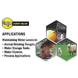 Jobe Valves J-RJV0075HF Rojo High-Flow Low-Pressure Float Valve, 4.9"-Wide Float, 3" Extension Arm, 20L/Min, 75PSI, 3/4" NPT Inlet, Yellow/Black