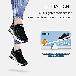 STQ Running Shoes Womens Lightweight Tennis Shoes Non Slip Gym Workout Shoes Breathable Mesh Walking Sneakers Black White 8.5