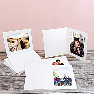 Golden State Art, Pack of 50, 6x8 or 8x10 Photo Folders, Cardboard Picture Frame, Paper Photo Frame Cards, Greetings/Invitation Cards, Special Events: Graduation, Christmas, Wedding(White)