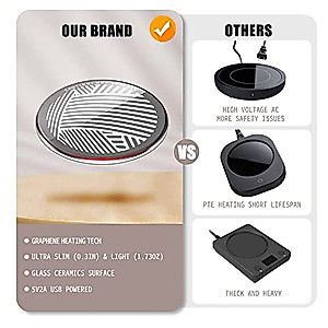 Coffee Mug Warmer, Mug Warmer with 4 Hour Auto Shut Off, 3 Heat Setting Coffee Warmer for Desk, Cup Warmer Powered by USB Candle Warmer Portable Perfect for Travel, Work, Home (Grey)