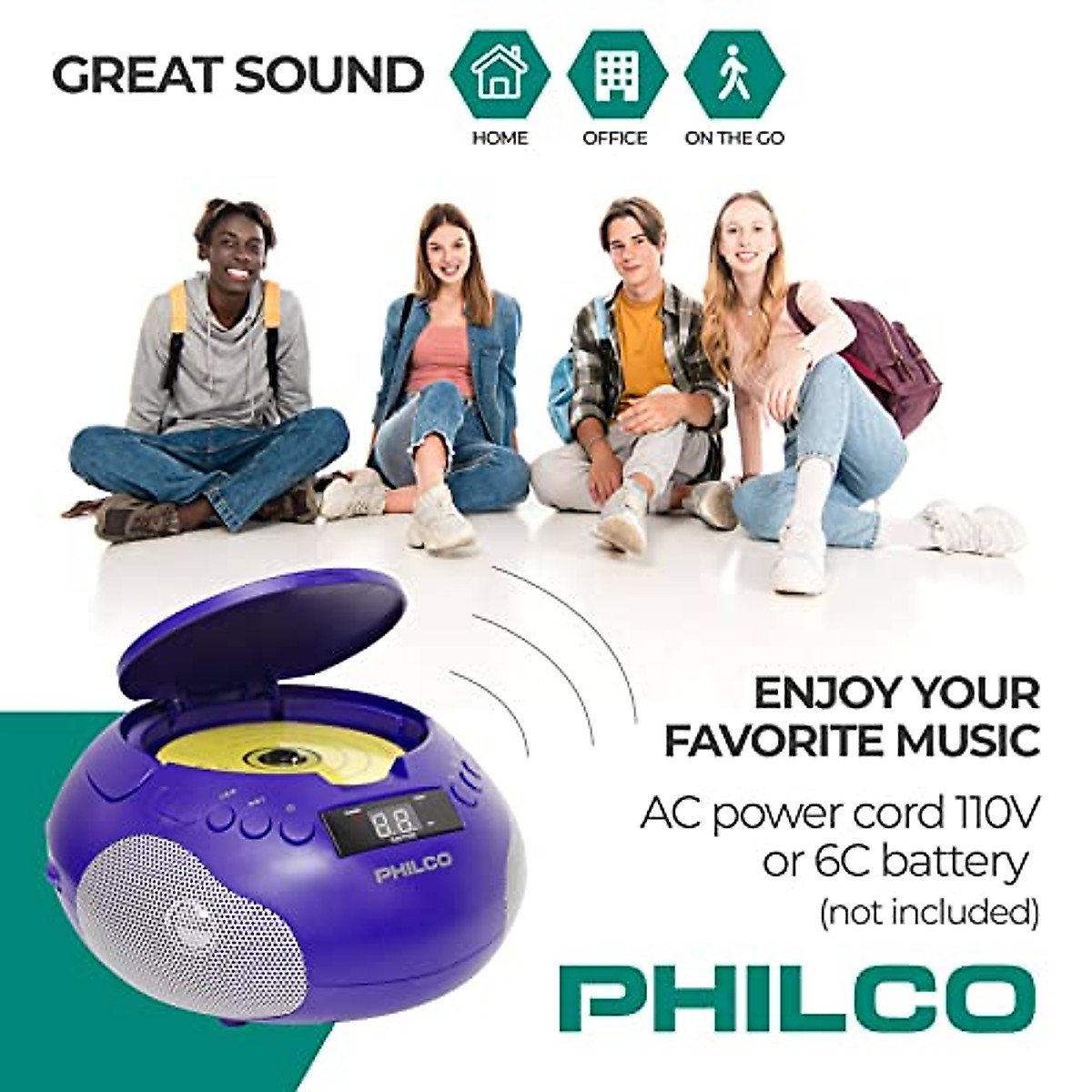 Philco Portable CD Player Boombox with Speakers and AM FM Radio ...