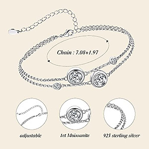 Moissanite Bracelets for Women, 925 Sterling Silver Plated 18K Gold, Dainty Link Bracelet, Valentine's day Birthday Jewellery Gift for Women Girls Her