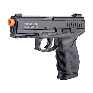 Swiss Arms 24/7 Semi-Auto BAX System CO2 Powered Airsoft Non-Blowback Pistol with Hop-Up, 305-395 FPS, Black (280323)