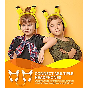 Kids Headphones with VoliBolt Ears, Mumba Wired Over-Ear Headphones with Music Sharing Function, 85dB Volume Limited Hearing Protection,Safe Food Grade Material, 3.5mm Jack (HS01) Headset for Children