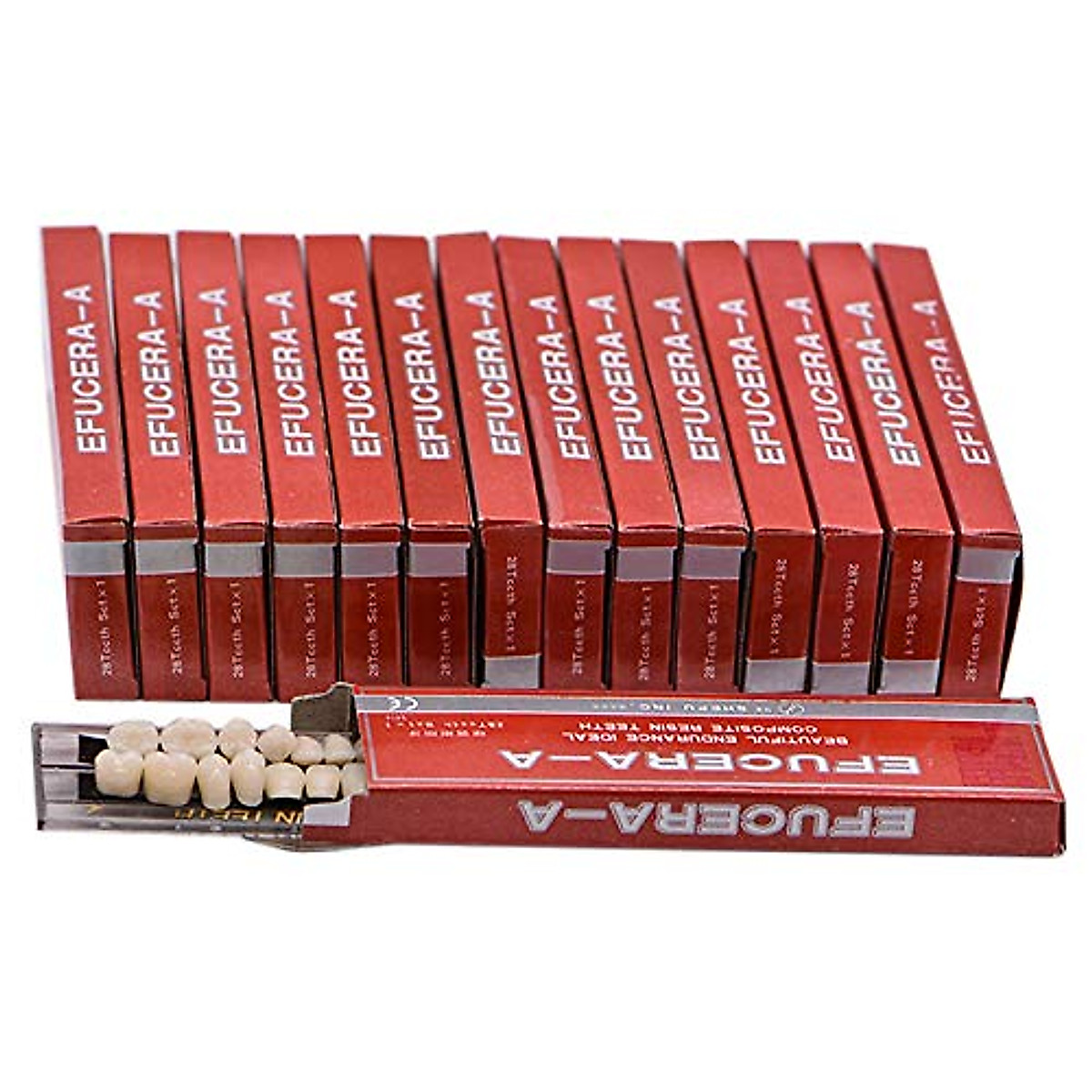 56 Pcs Dental Acrylic Resin Denture Tooth Kit False Tooth 23 A2 for Halloween Horror Teeth(2Sets)