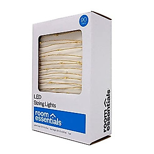Room Essentials 90ct Extended LED Fairy Lights, 30 ft Gold Color Starry String with Copper Wire, USB or Battery Powered (1)
