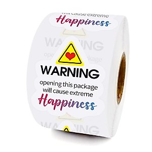 WHING Warning Opening This Package Will Cause Extreme Happiness Thank You Stickers Labels , Order Packages Envelope Seals Decorative Label Ideal for Business Gift Bags and Retailers, 500pcs