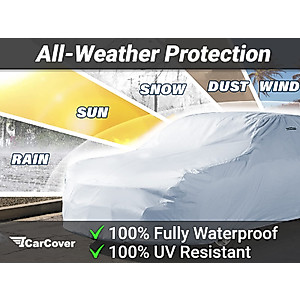 iCarCover Premium Car Cover Waterproof All Weather Rain Snow UV Sun Hail Protector for Automobiles, Automotive Accessories Full Exterior Indoor Outdoor Cover, Fit for Sedan (156-164 inch)