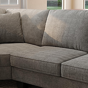 ONBRILL L Shaped Couch, Small Corner Sectional Sofa with 3 Throw Pillows, Chenille Fabric, Easy Assembly, Comfy Convertible l Shape Couches for Living Room, Apartment, Grey