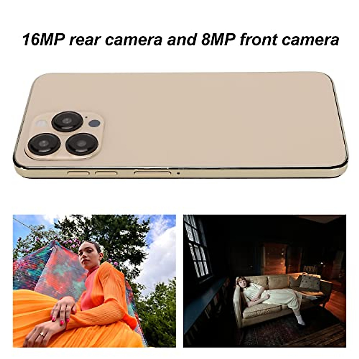 iP13 Pro Unlocked Smartphone for 11, 6.2 FHD Unlocked Cell Phone, Face Unlock, 4GB 64GB, Dual SIM, 7000mAh, Dual Camera, T Mobile,for Support (Gold)