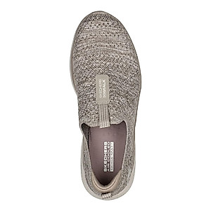 Skechers Women's GO Walk 6 Textured Knit Sneaker, Taupe, 7