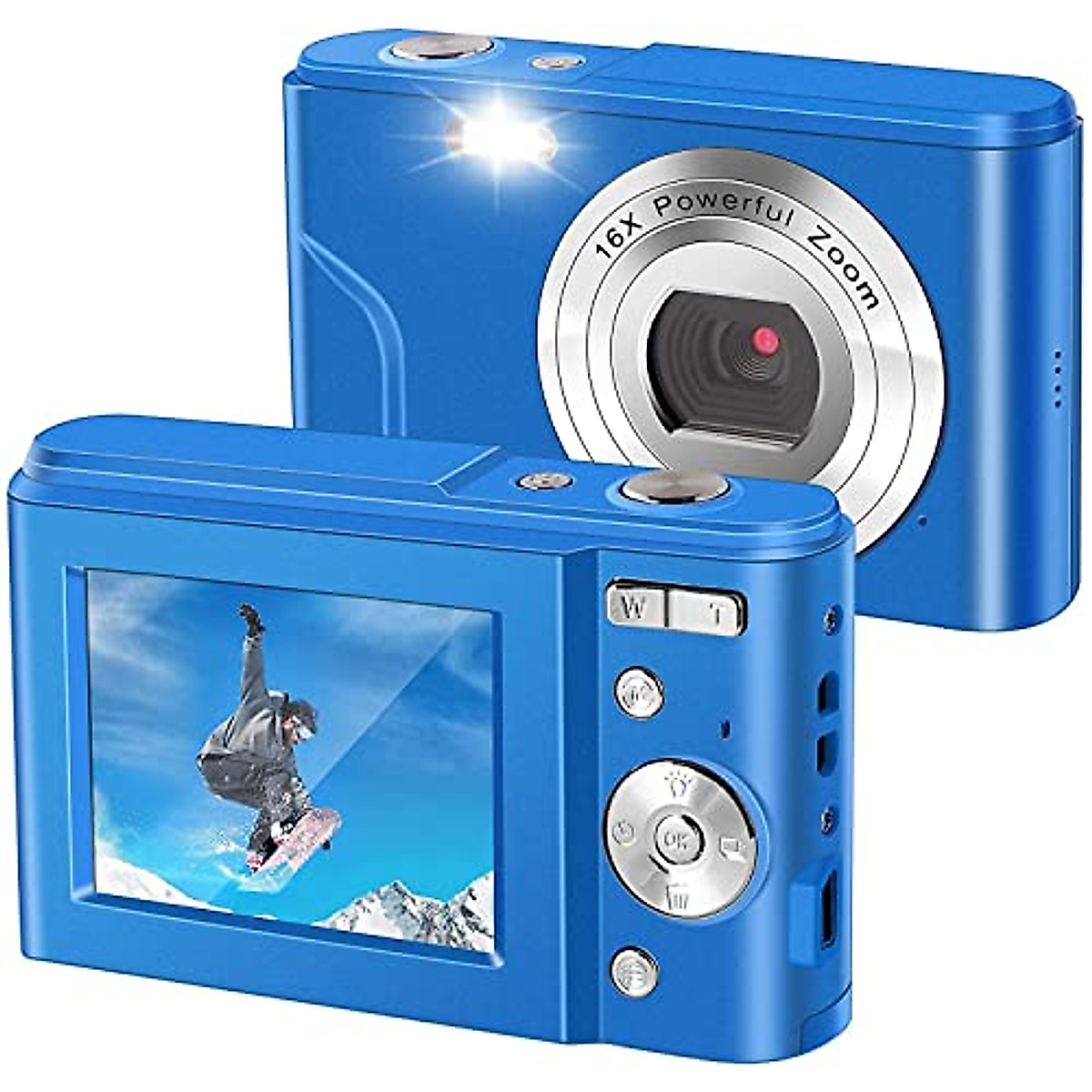 IEBRT Digital Camera,1080P Mini Vlogging Camera Video Camera LCD Screen 16X Digital Zoom 36MP Rechargeable Point and Shoot Camera for Compact Portable Kids Teens Gift