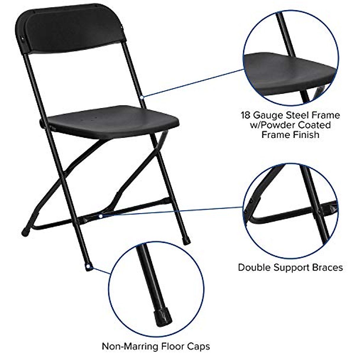 Flash Furniture 8' Bi-Fold Granite White Plastic Event/Training Folding Table Set with 10 Folding Chairs
