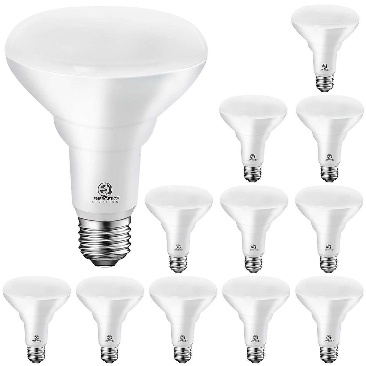E ENERGETIC LIGHTING 12 Pack LED Recessed Light Bulbs BR30, 1500LM, Dimmable, Warm White 3000K, 105W Equivalent, Indoor Flood Lights for Recessed Cans, UL Listed