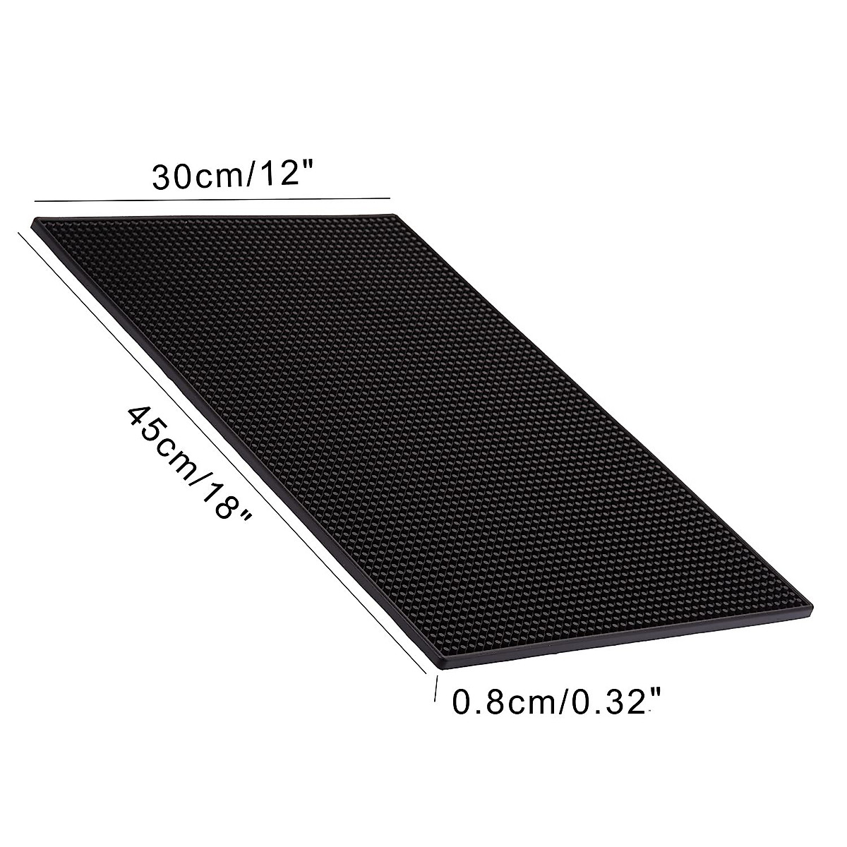 Bar Mat for Cocktail and Coffee Bar 12" x 18" Rubber Bar Service Spill Mat for Cocktail Bartender Coffee Bar or Countertop Mats Glass Drying Mat (Black Border - 12 x 18)