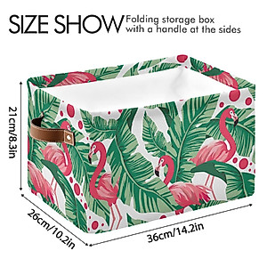 SDMKA Fabric Storage Baskets Pink Flamingo Foldable Baskets Large Storage Bins for Organizing Shelves Closet Home, Decorate Your Rooms