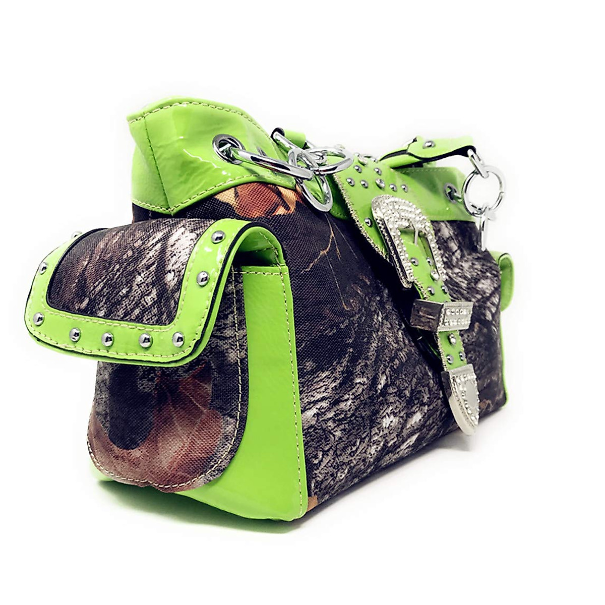 Western Rhinestone Camouflage Handbag With Matching Wallet In Multi Collections (Buckle Pink) Large