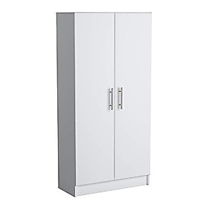 Prepac Elite 2 Door Standing Storage Cabinet, 16" D x 32" W x 65" H, White