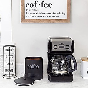 AuldHome Enamelware Black Coffee Canister; Modern Farmhouse Style Coffee Storage for Kitchen