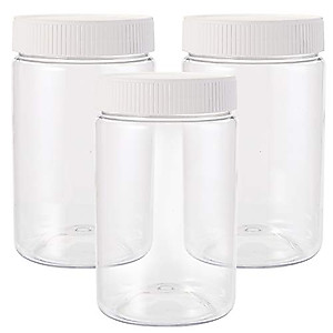 Tebery 16 Pack Clear Plastic Jars Bottles Containers 16oz Juice Bottles Water Bottles with White Ribbed Lids for Juicing, Smoothies, Kombucha, Tea, Milk Bottles, Homemade Beverages Bottle