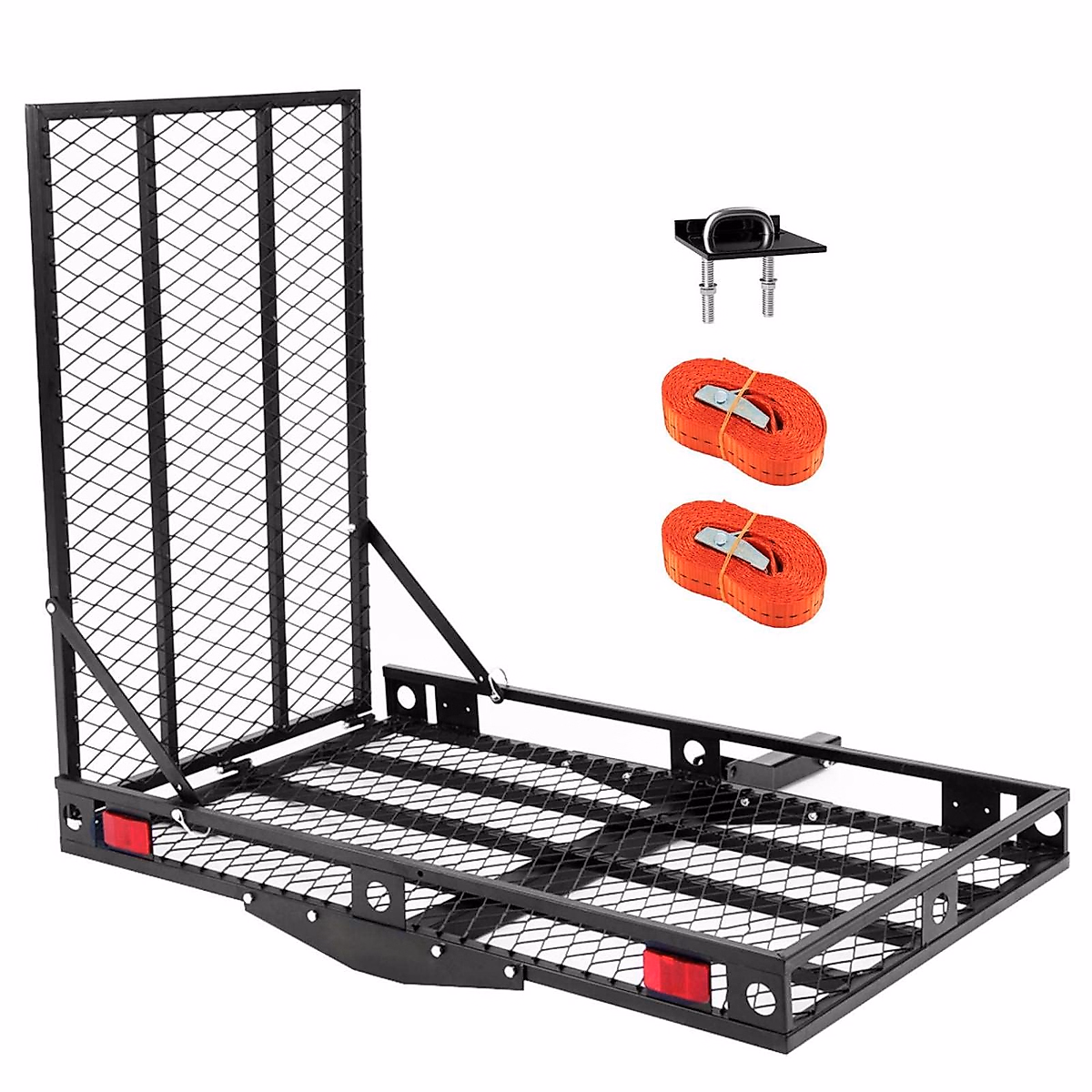 IRONMAX Hitch Cargo Carrier with Ramp, Heavy Duty Folding Mobility Scooter Wheelchair Hitch-Mounted Carrier for Car, Truck, SUV, RV, 500LBS Weight Capacity