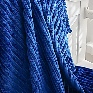 UOZZI BEDDING Flannel Fleece Baby Toddler Blanket All-Season Ultra Soft Plush Thin Small Blanket for Crib -100% Microfiber Polyester Navy Royal Blue 27x39 Inch