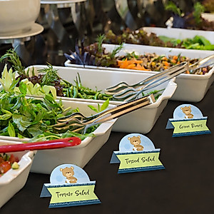 Big Dot of Happiness Baby Boy Teddy Bear - Baby Shower Tent Buffet Card - Table Setting Name Place Cards - Set of 24